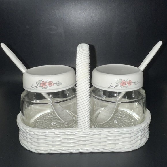 EMSA | Dining | Emsa West Germany Glass Condiment Jam Jar With Caddy ...